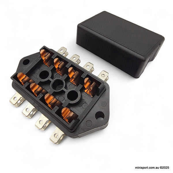 MINI & MOKE BUDGET FUSE BOX- 4 FUSE TYPE- LATE [RTC440A-BUDGET] – Minisport