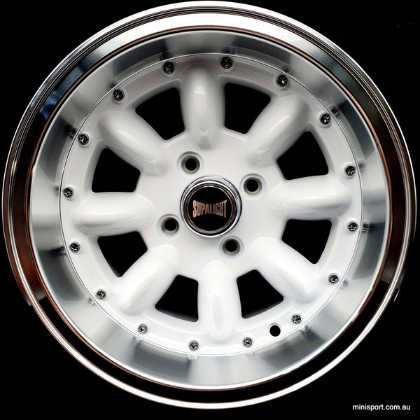 13X7 ULTRALITE white mag set of 4, (with nuts and c/caps)- RIMS ONLY ...