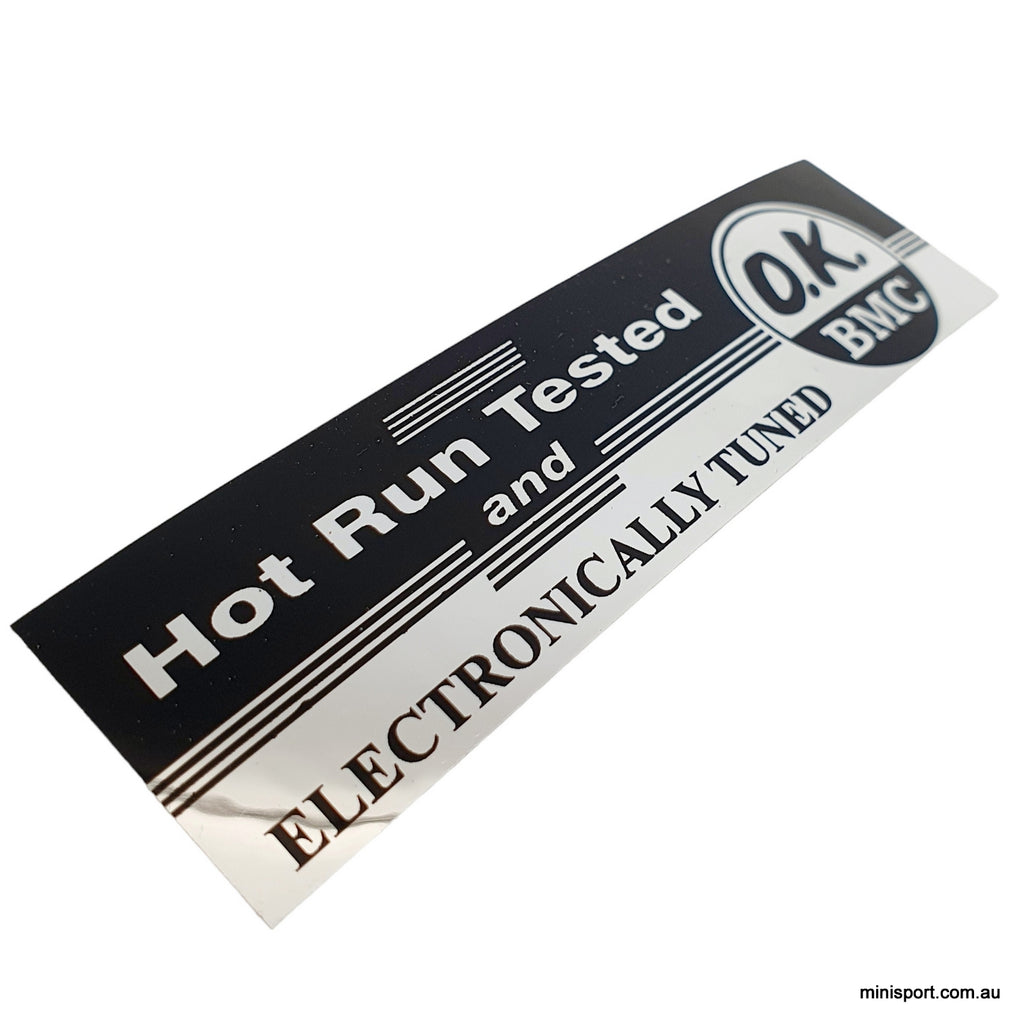 ROCKER COVER DECAL- HOT RUN TESTED & ELECTRONICALLY TUNED- O.K. BMC ...