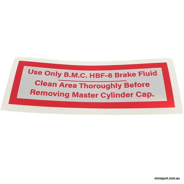 BRAKE FLUID WARNING STICKER (BMC HBF-6) – Minisport