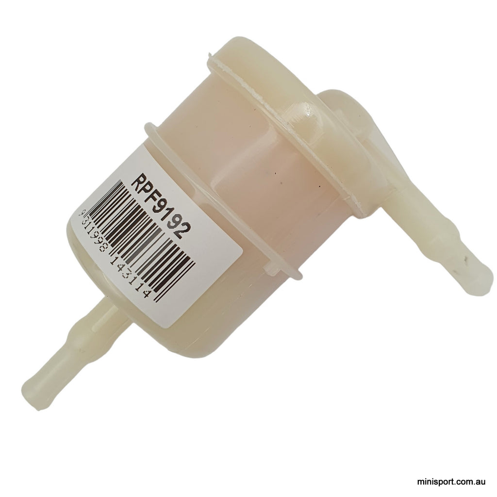 MINI & MOKE INLINE FUEL FILTER- 90 DEGREE ANGLE- 6 & 8MM [Z91] – Minisport