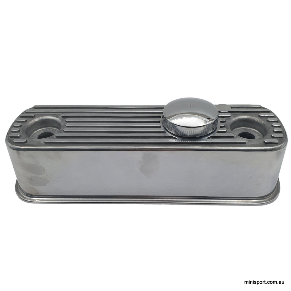 MINI & MOKE FLAT TOP POLISHED ALLOY ROCKER COVER- WITH CHROME CAP [FP2 ...