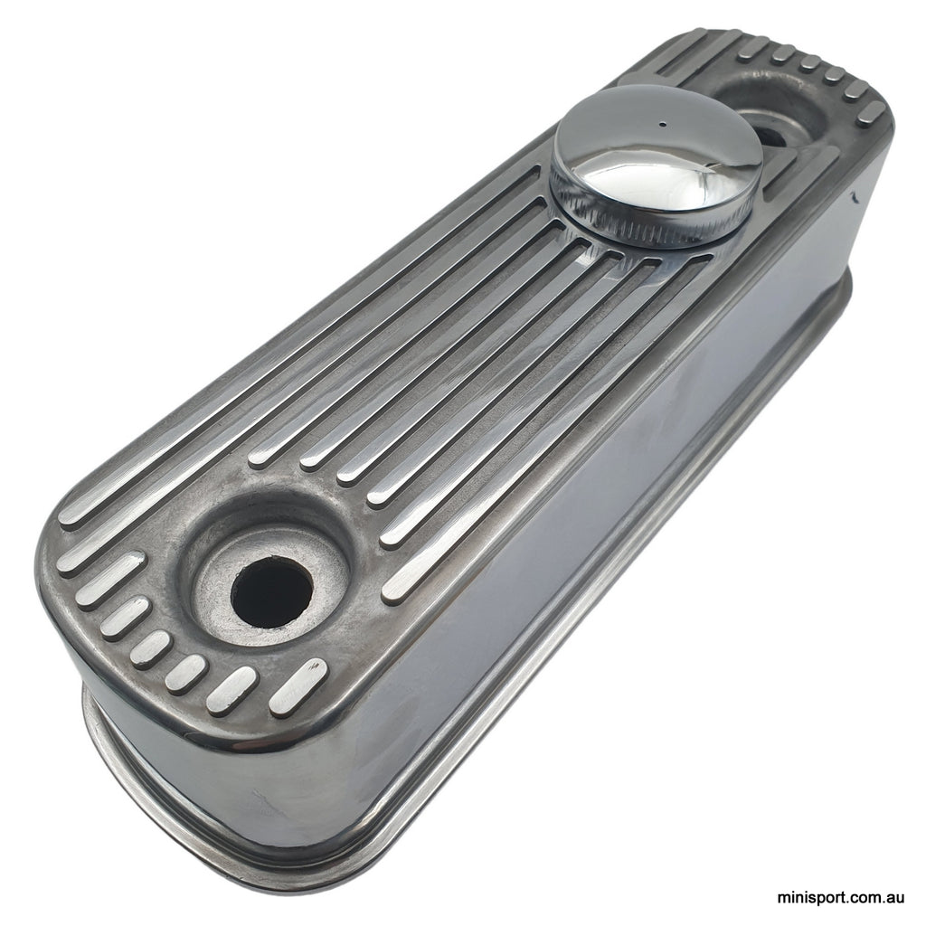 MINI & MOKE FLAT TOP POLISHED ALLOY ROCKER COVER- WITH CHROME CAP [FP2 ...