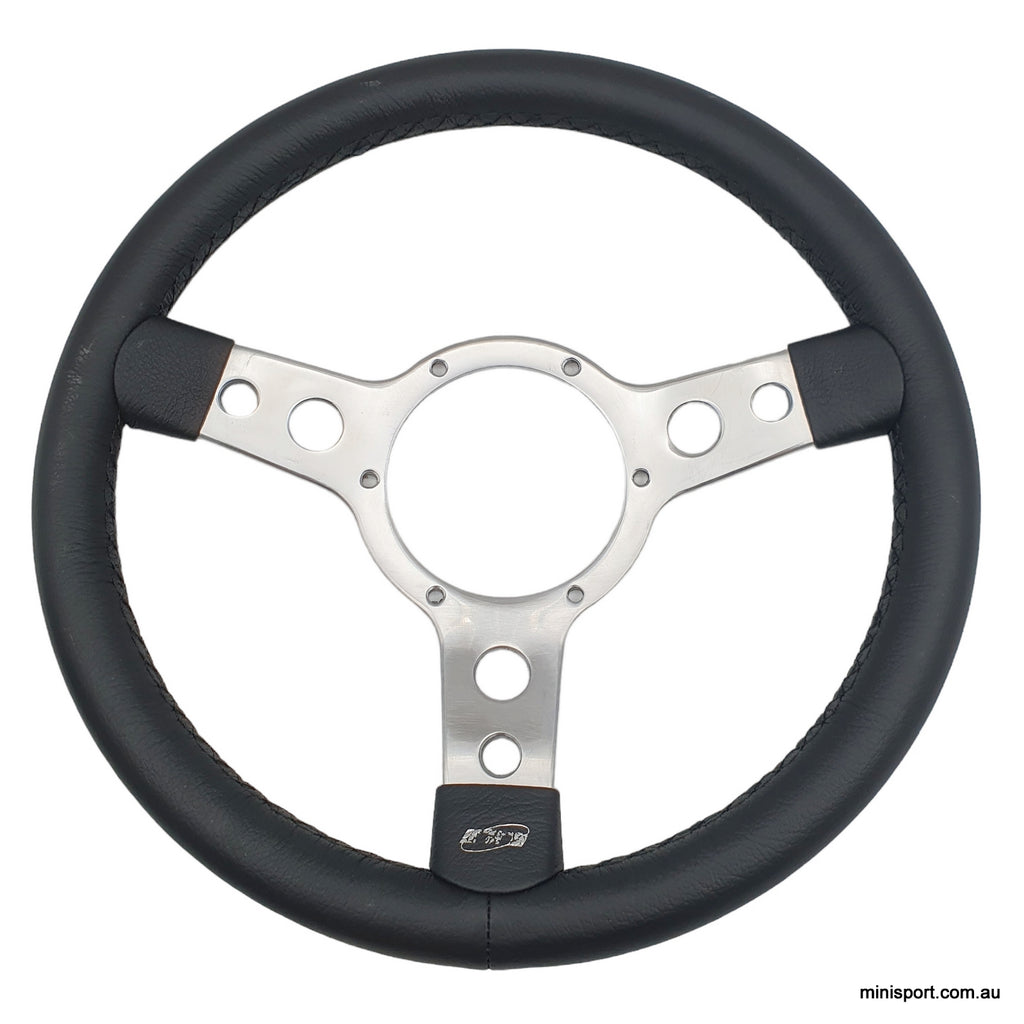 13" MOUNTNEY LEATHER BOUND STEERING WHEEL WITH POLISHED CENTRE [33SPLB ...