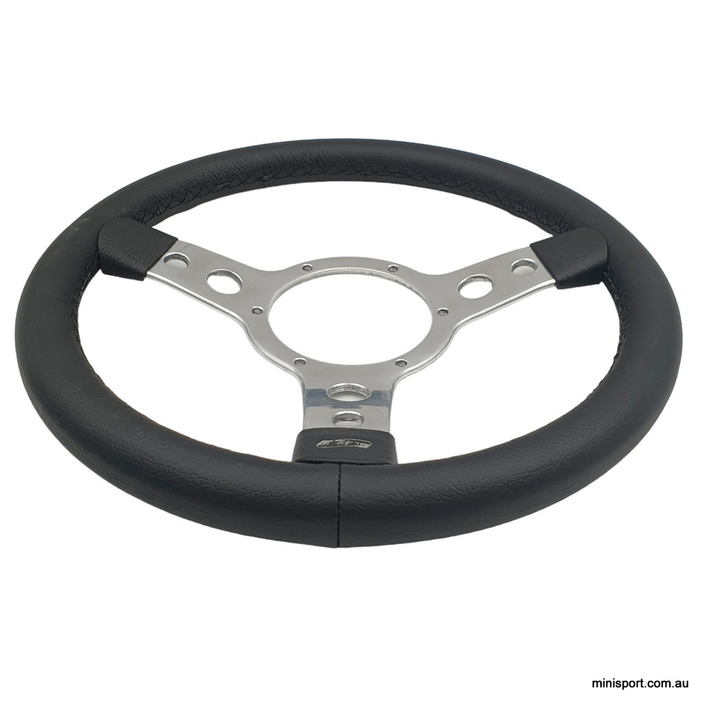 13" MOUNTNEY LEATHER BOUND STEERING WHEEL WITH POLISHED CENTRE [33SPLB ...
