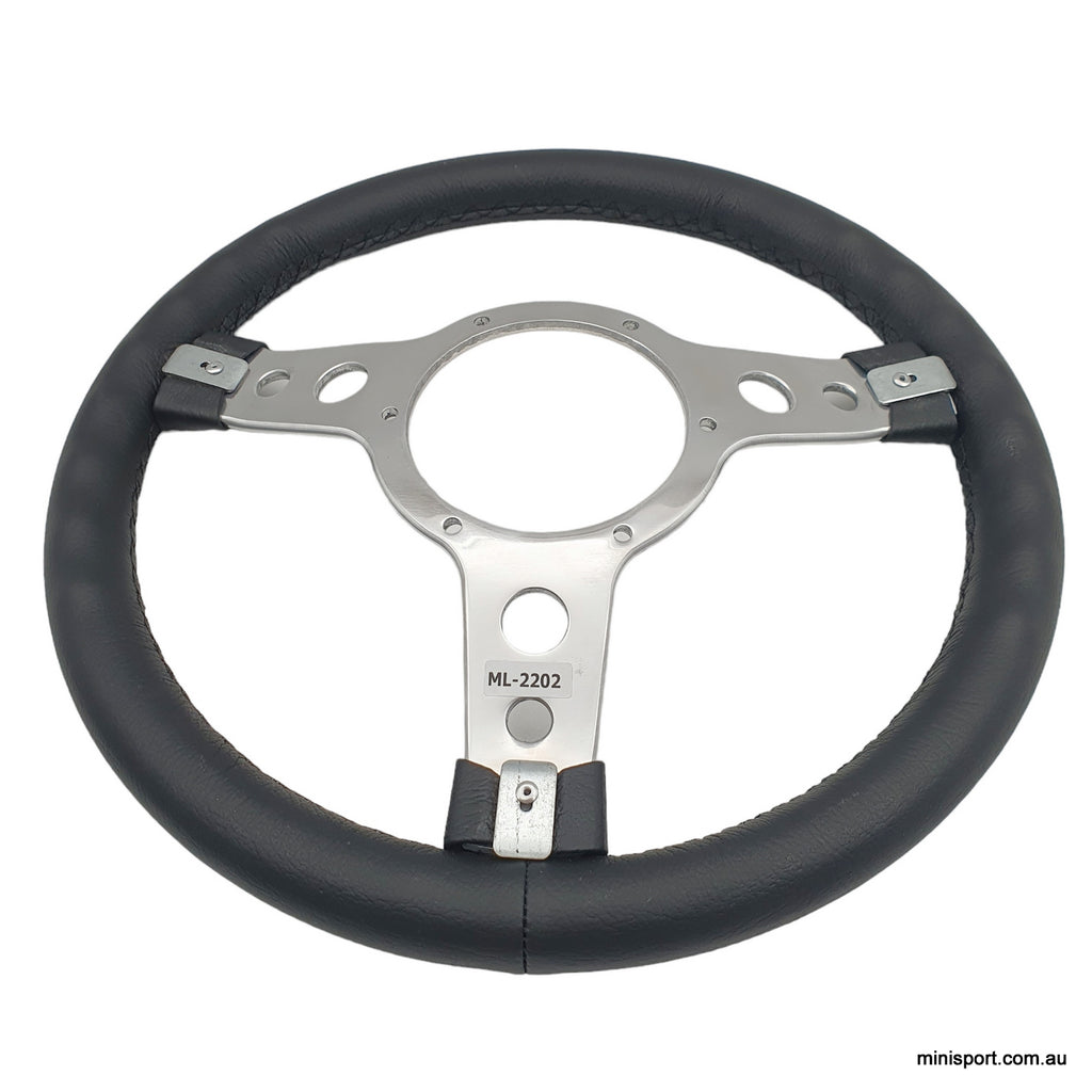 13" MOUNTNEY LEATHER BOUND STEERING WHEEL WITH POLISHED CENTRE [33SPLB ...