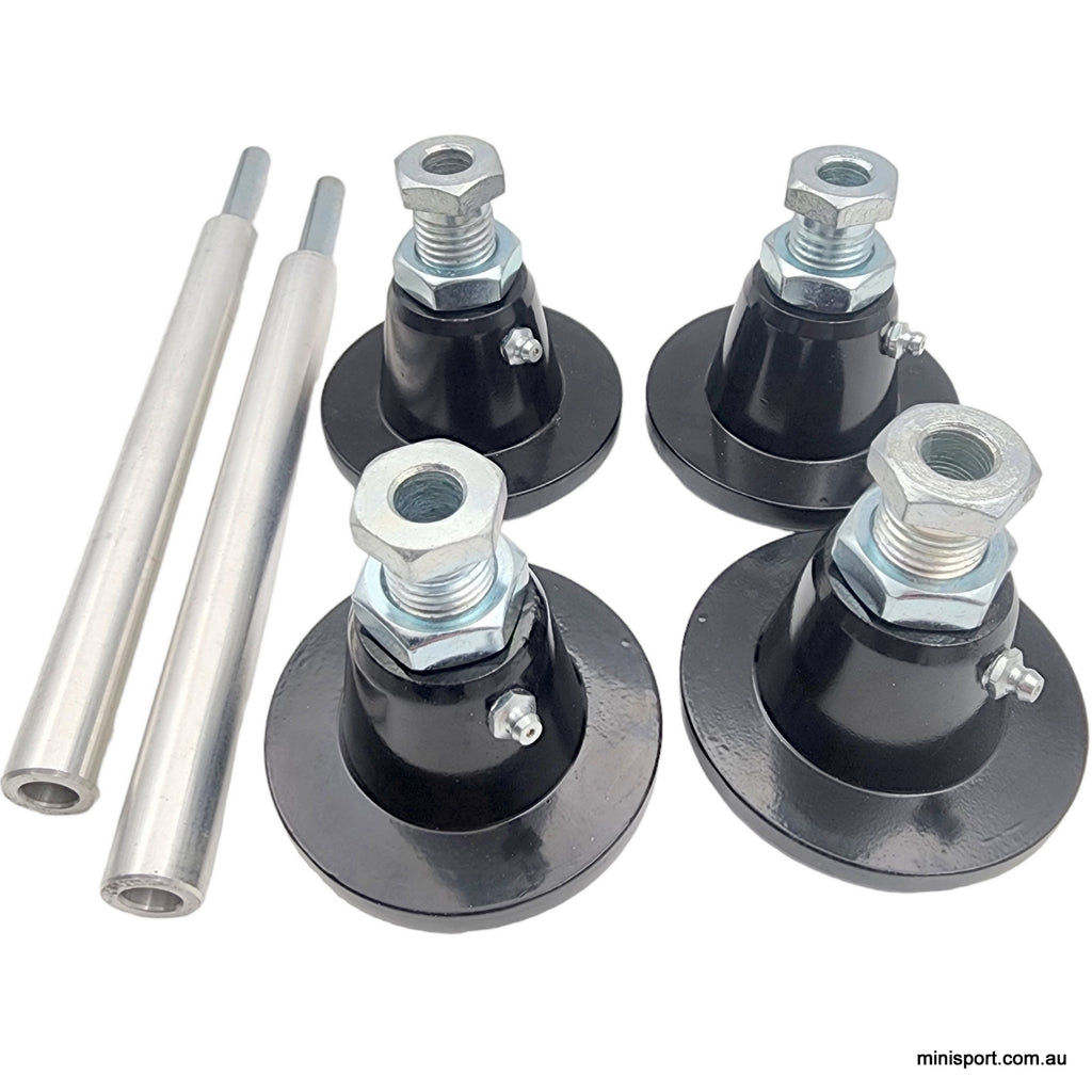 MINI OR MOKE ADJUSTABLE RIDE HEIGHT CONES COMPLETE CAR SET. – Minisport