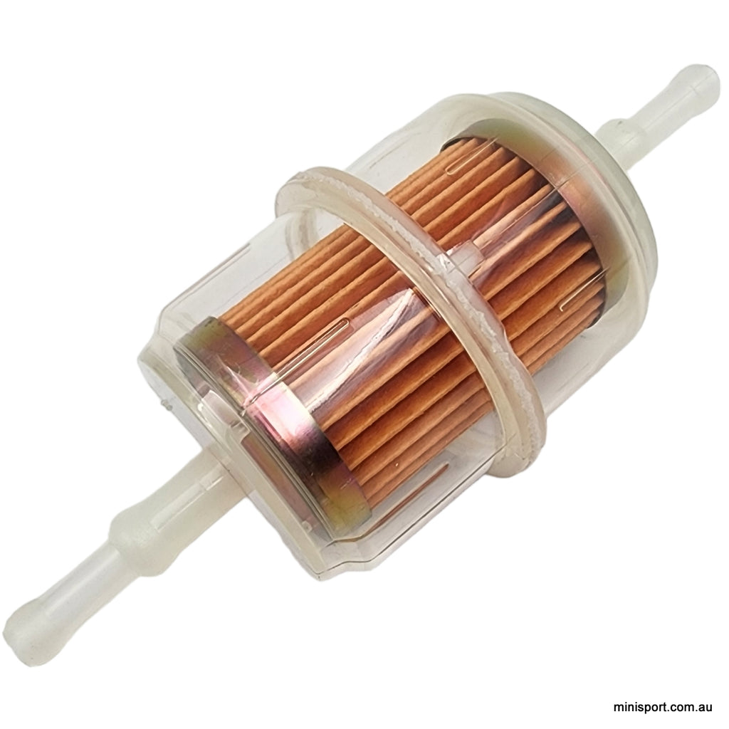 MINI & MOKE INLINE FUEL FILTER- STRAIGHT- 6 & 8MM [RPF1415] – Minisport