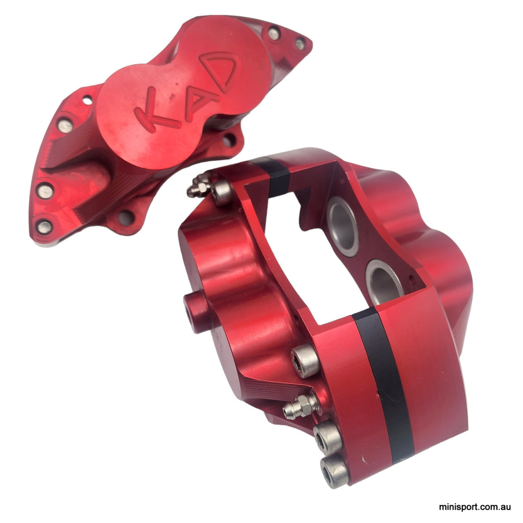 K.A.D 7.9" vented disc, Mini 4 pot billet alloy calipers RED – Minisport