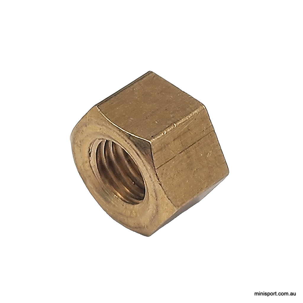 MINI & MOKE BRASS MANIFOLD NUT- SHORT [5/16" UNF]- GFK3436 – Minisport
