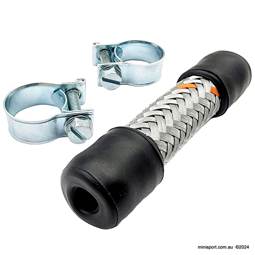 Mini 5/16 braided fuel hose, 2.5" long goes on the fuel tank to line ...