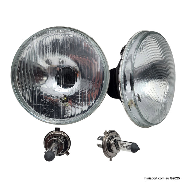 MINI & MOKE 7" HALOGEN H4 FLAT GLASS- WITH PARKER LIGHT – Minisport