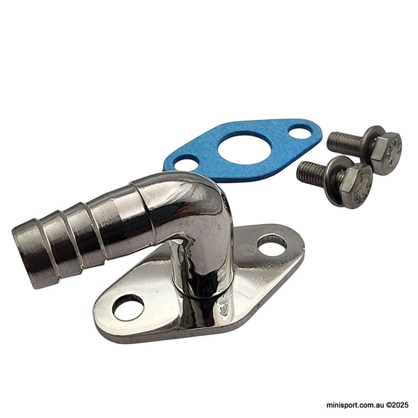 MINI & MOKE STAINLESS HEATER TAKE OFF- 1/2" HOSE- RIGHT ANGLE [SMB289 ...