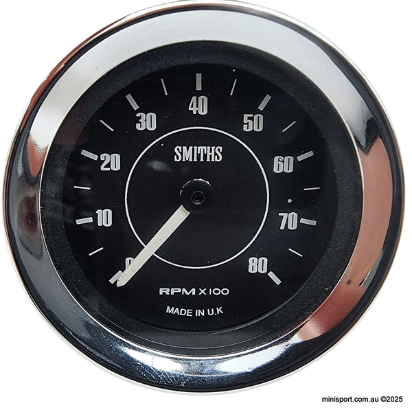 SMITHS TACHOMETER- 0-80 (X100)- BLACK- 52MM [SIB140] – Minisport