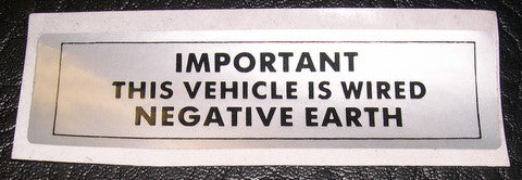 MINI & MOKE NEGATIVE EARTH STICKER. – Minisport