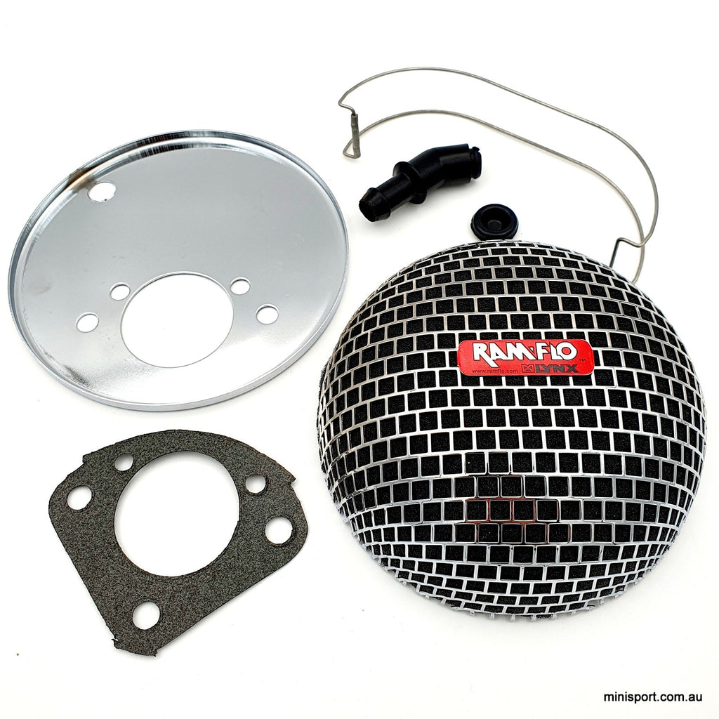 MINI & MOKE 1-3/4" OFFSET RAM-FLO AIR FILTER ASSEMBLY [RF3045PS ...