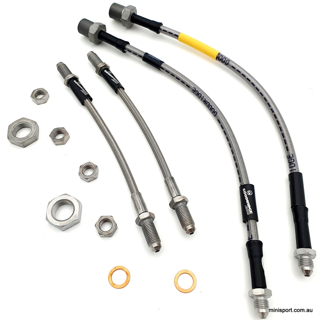 MINI & MOKE GOODRIDGE BRAIDED BRAKE HOSE KIT- SET OF 4 [C-AJJ4026 ...