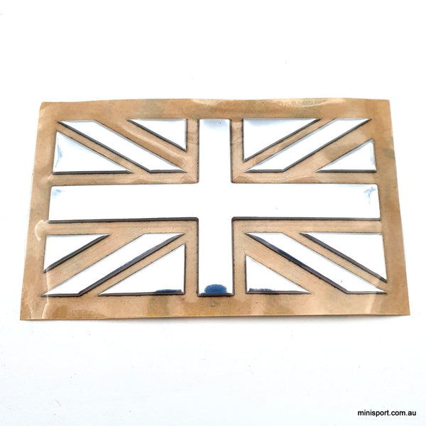 Mini union jack chrome plated plastic badge (stick on) – Minisport