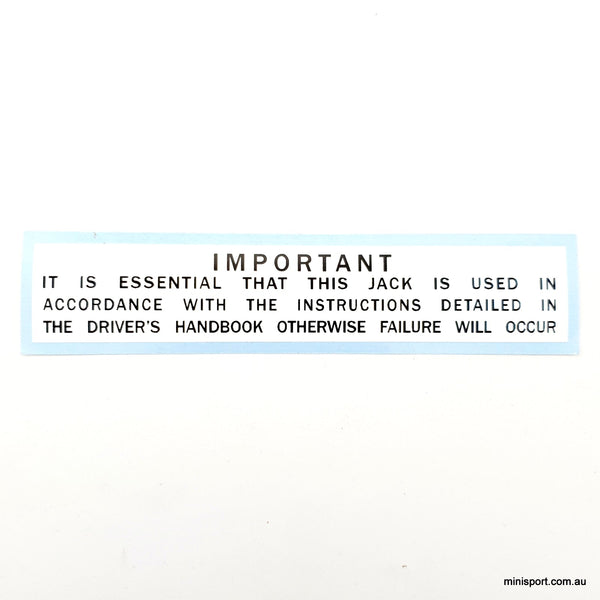 MINI JACK STICKER- PRE 1969- MK1 – Minisport