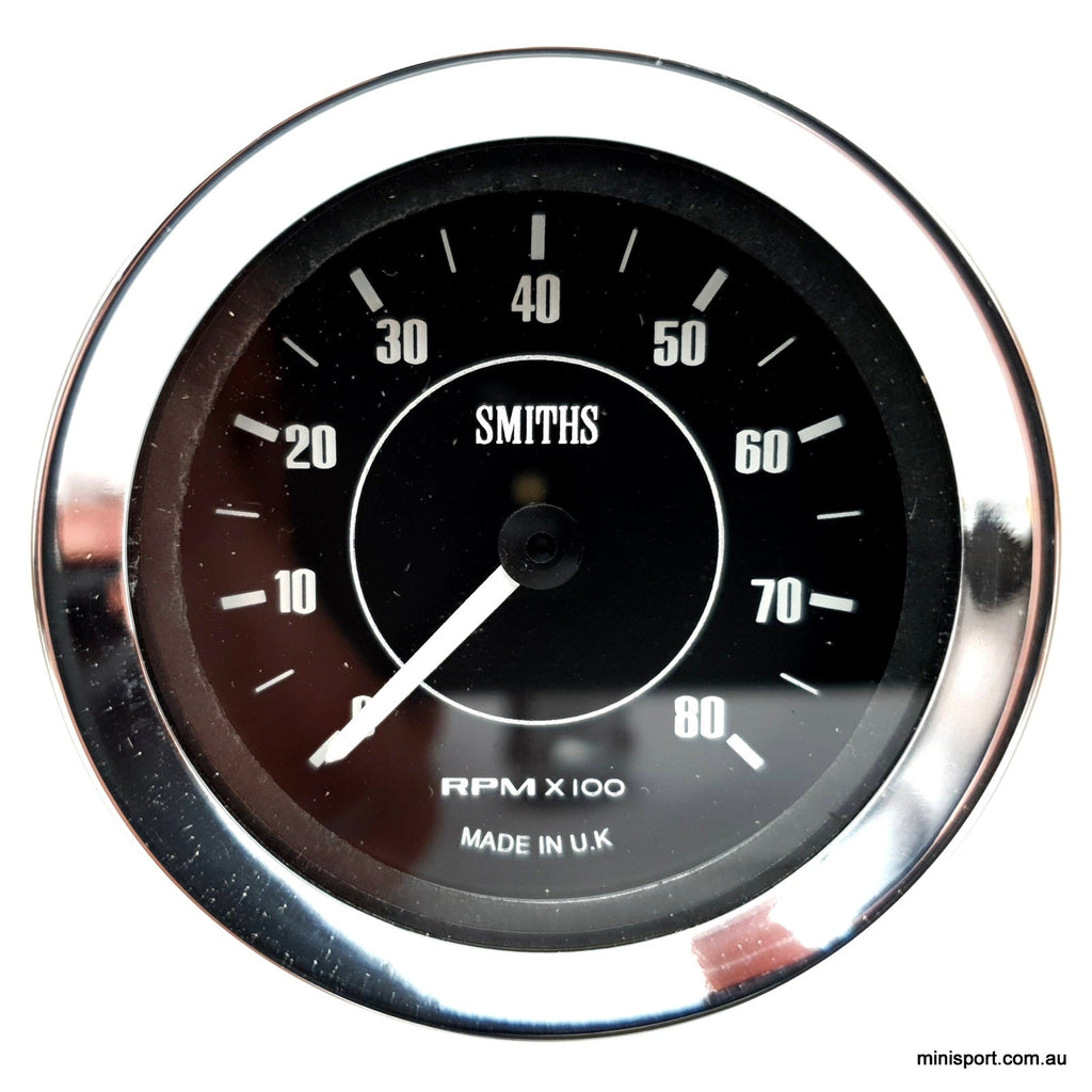 SMITHS TACHOMETER- 0-80 (X100)- BLACK- 52MM [SIB140] – Minisport