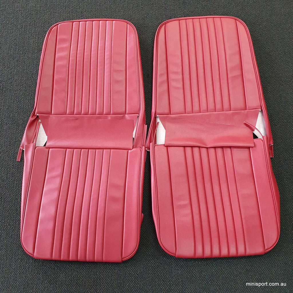 AUSTRALIAN MK1 MINI FRONT SEAT COVERS (PAIR)- MATADOR RED- LOW BACK [S ...
