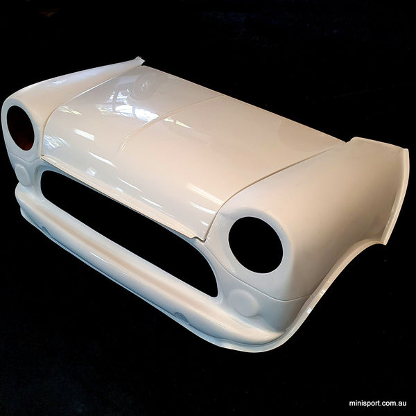 MINI ROUND NOSE FIBREGLASS FLIP FRONT- WITH REMOVABLE BONNET – Minisport