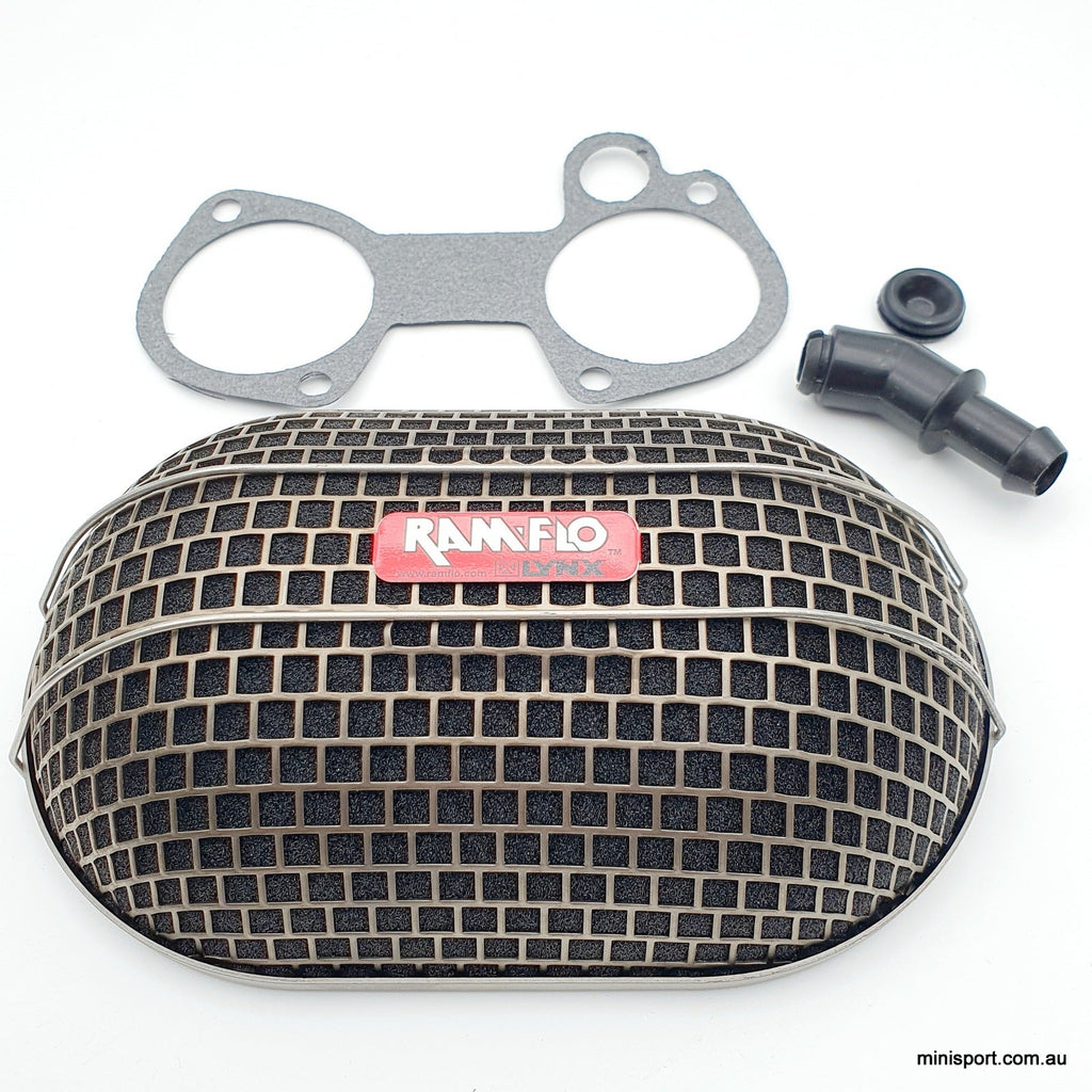 MINI & MOKE RAM-FLO OFFSET AIR FILTER ASSEMBLY- 45 WEBER – Minisport