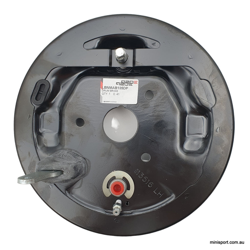 MINI & MOKE REAR BRAKE BACK PLATE BUILT UP- L/H – Minisport