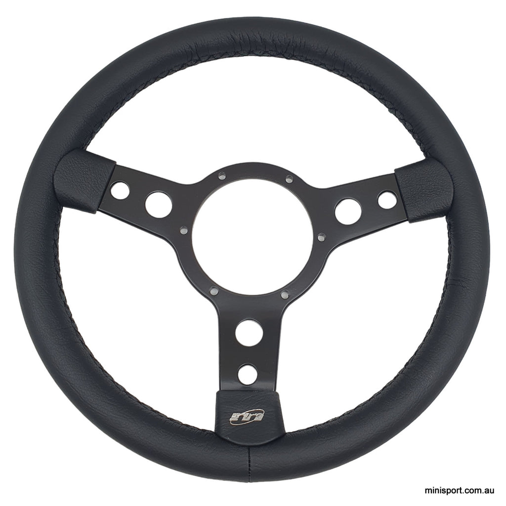 MINI & MOKE 13" MOUNTNEY STEERING WHEEL- BLACK CENTRE- COMPLETE WITH ...