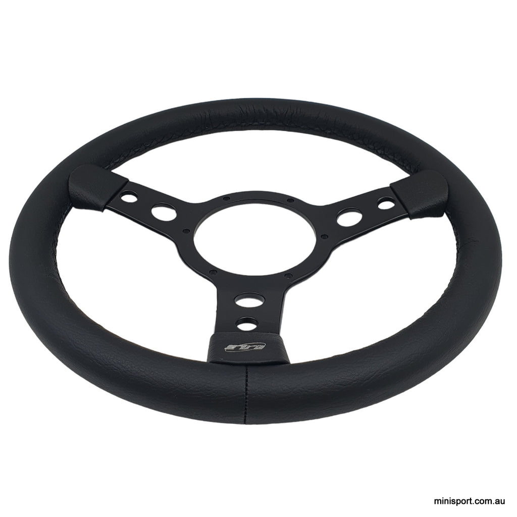 MINI & MOKE 13" MOUNTNEY STEERING WHEEL- BLACK CENTRE- COMPLETE WITH ...