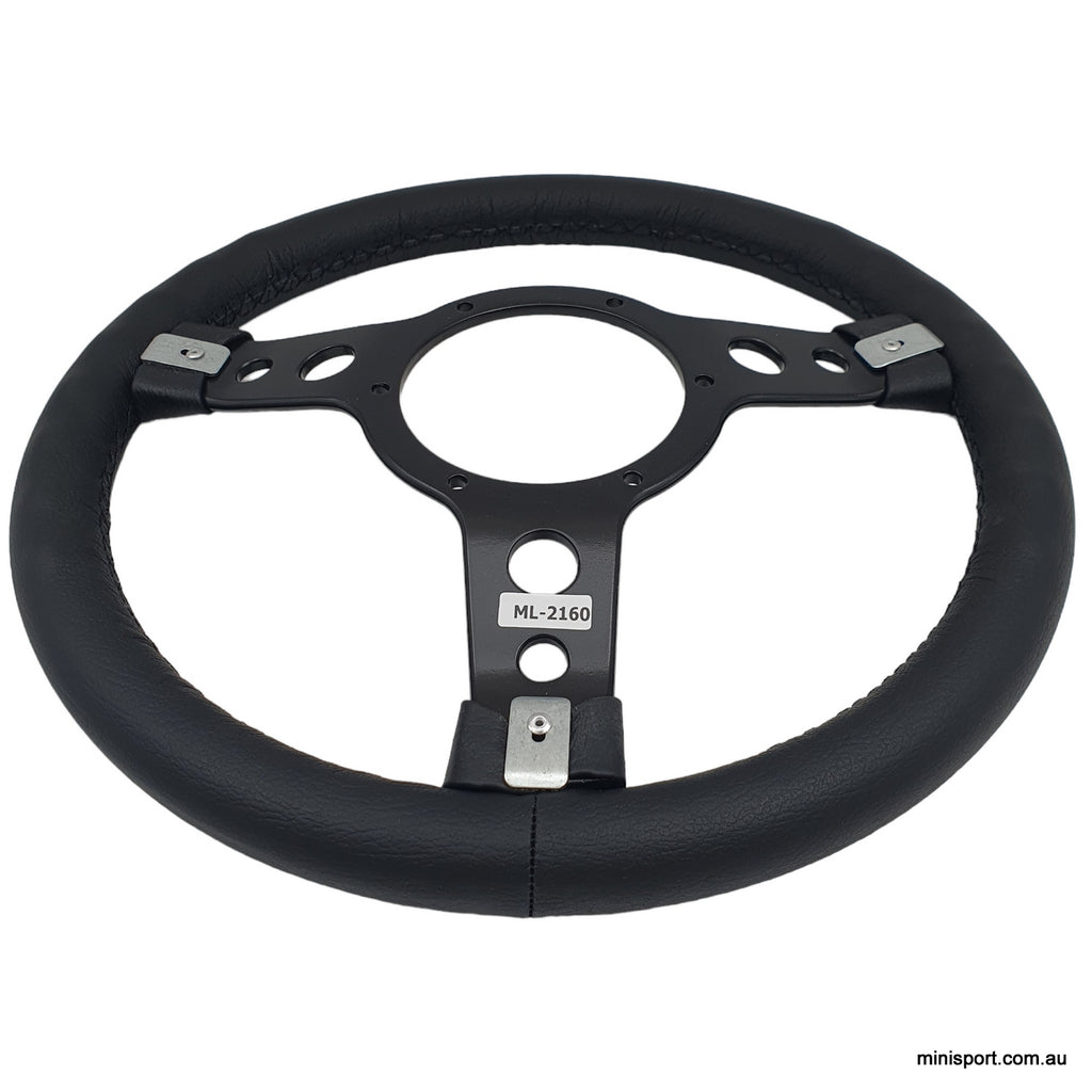 MINI & MOKE 13" MOUNTNEY STEERING WHEEL- BLACK CENTRE- COMPLETE WITH ...